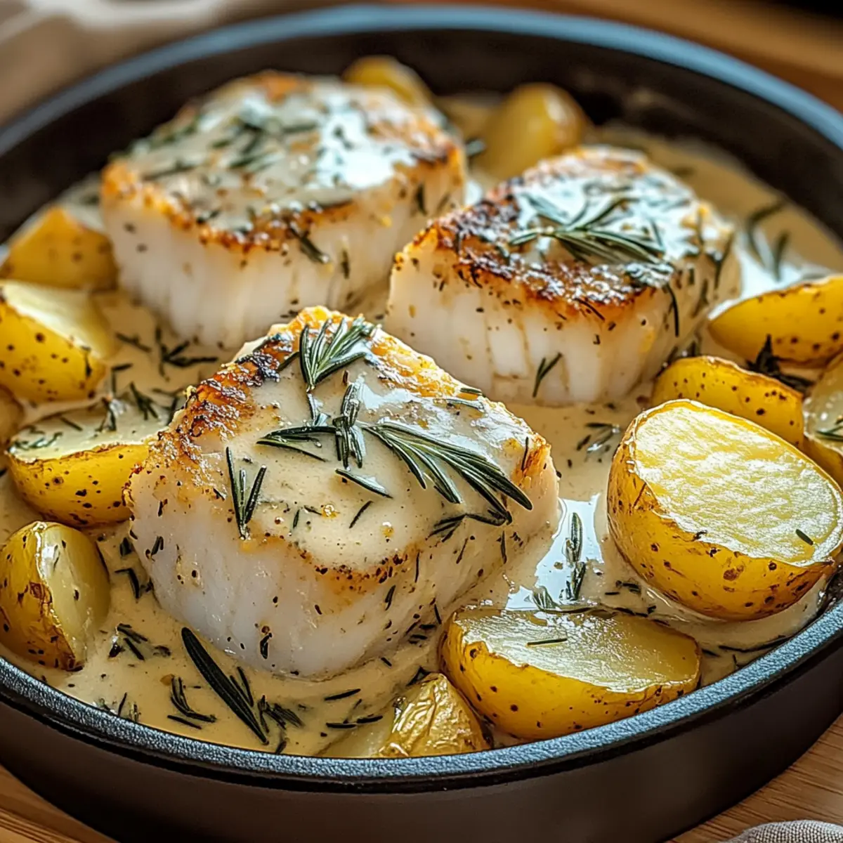 Easy Cod & Potatoes in Rosemary Cream Sauce – A Delicious Dish