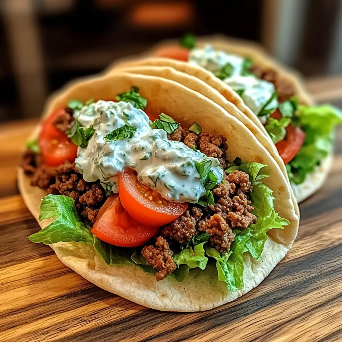 Irresistible Ground Beef Gyros with Creamy Tzatziki Sauce